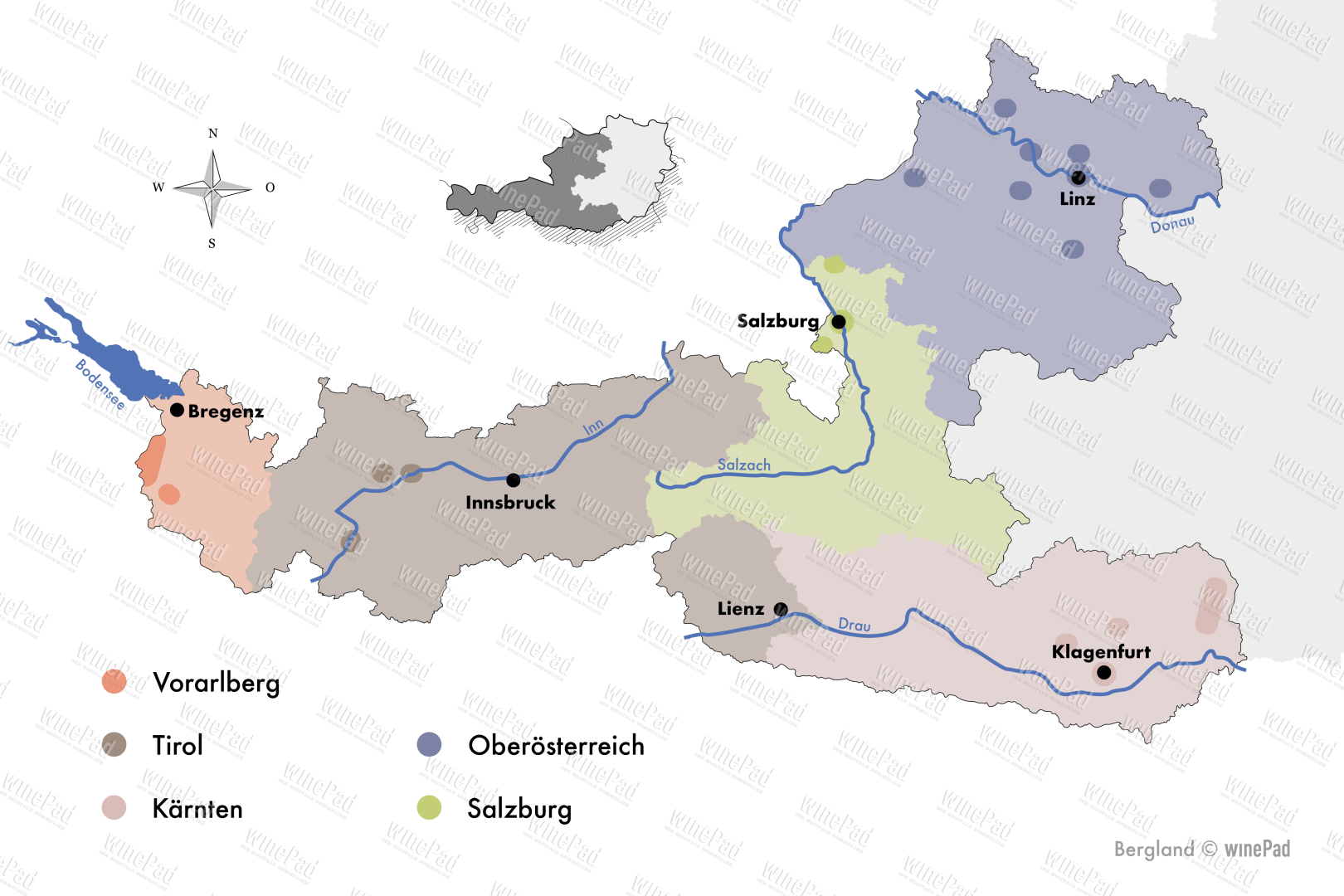 Bergland Landkarten Österreich | winepad
